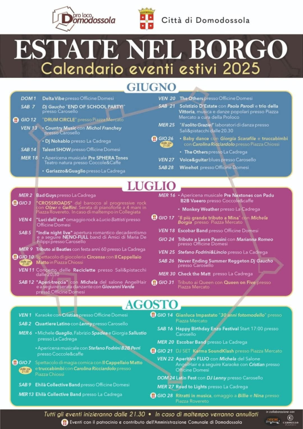DOMODOSSOLA - Estate nel Borgo 2025 | Distretto dei Laghi